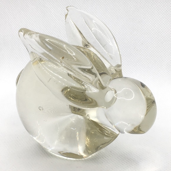 unknown | Accents | Vintage Clear Art Glass Bunny Rabbit Paperweight ...